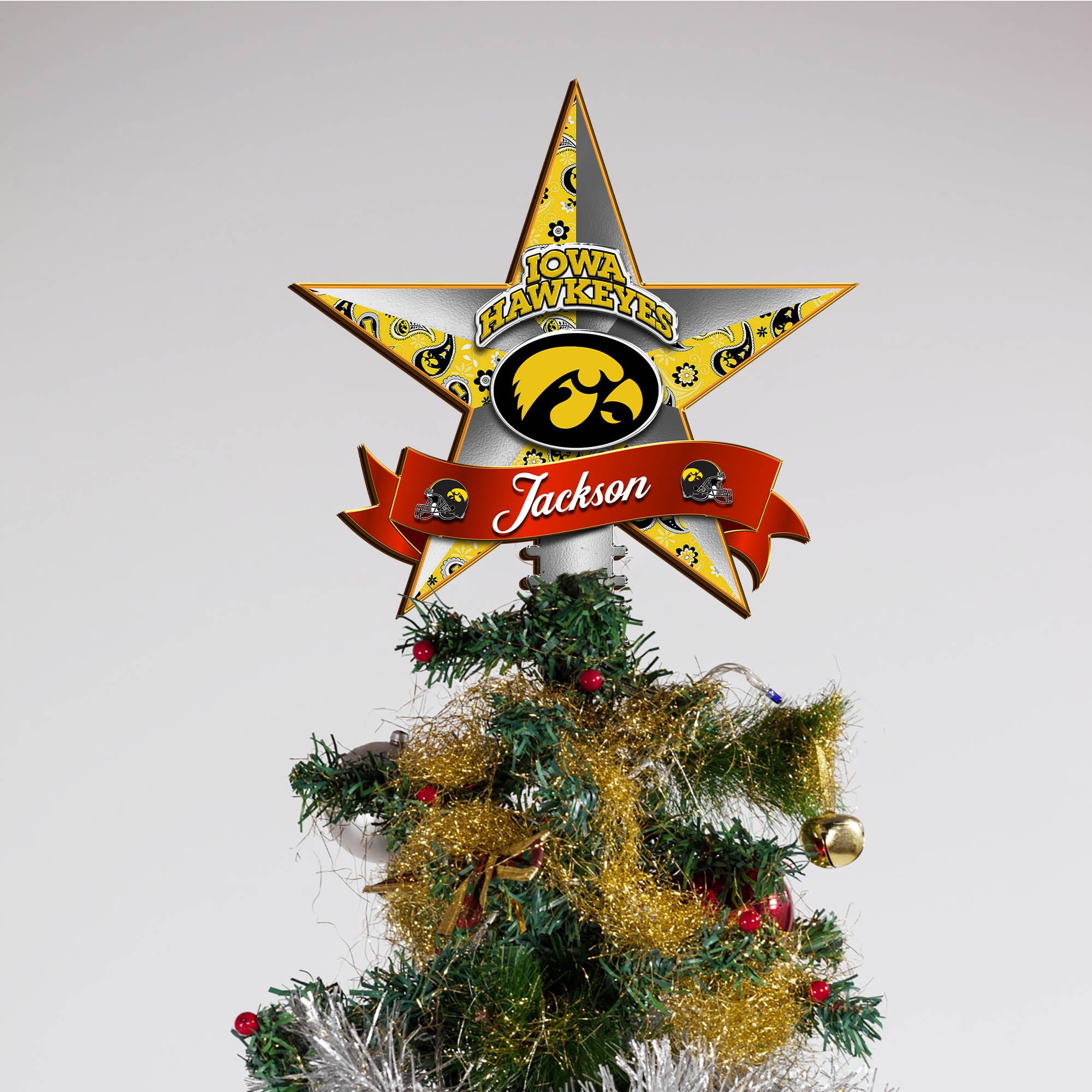 Iowa Hawkeyes Tree Topper 2024 Version Personalized Your Name ...