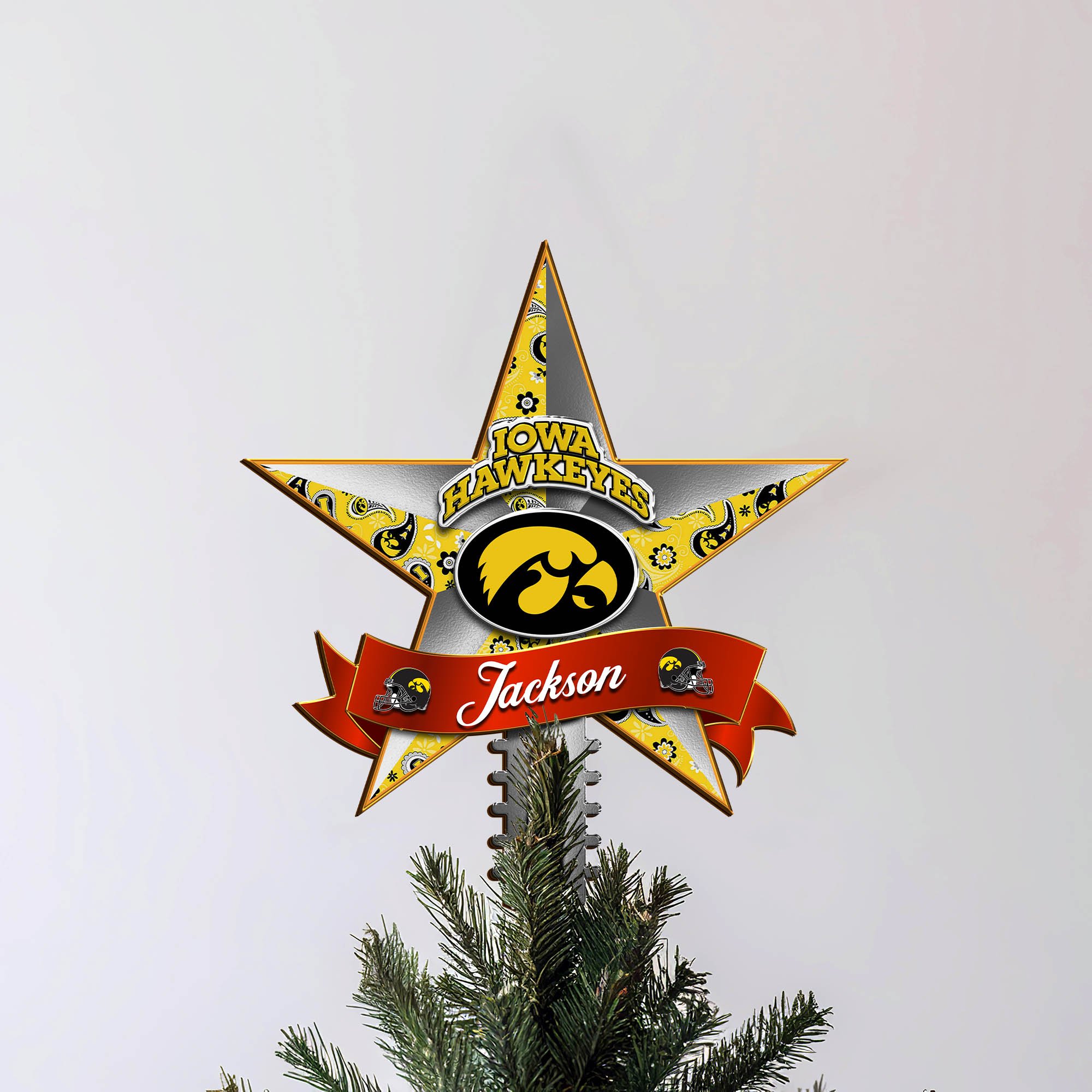 Iowa Hawkeyes Tree Topper 2024 Version Personalized Your Name ...