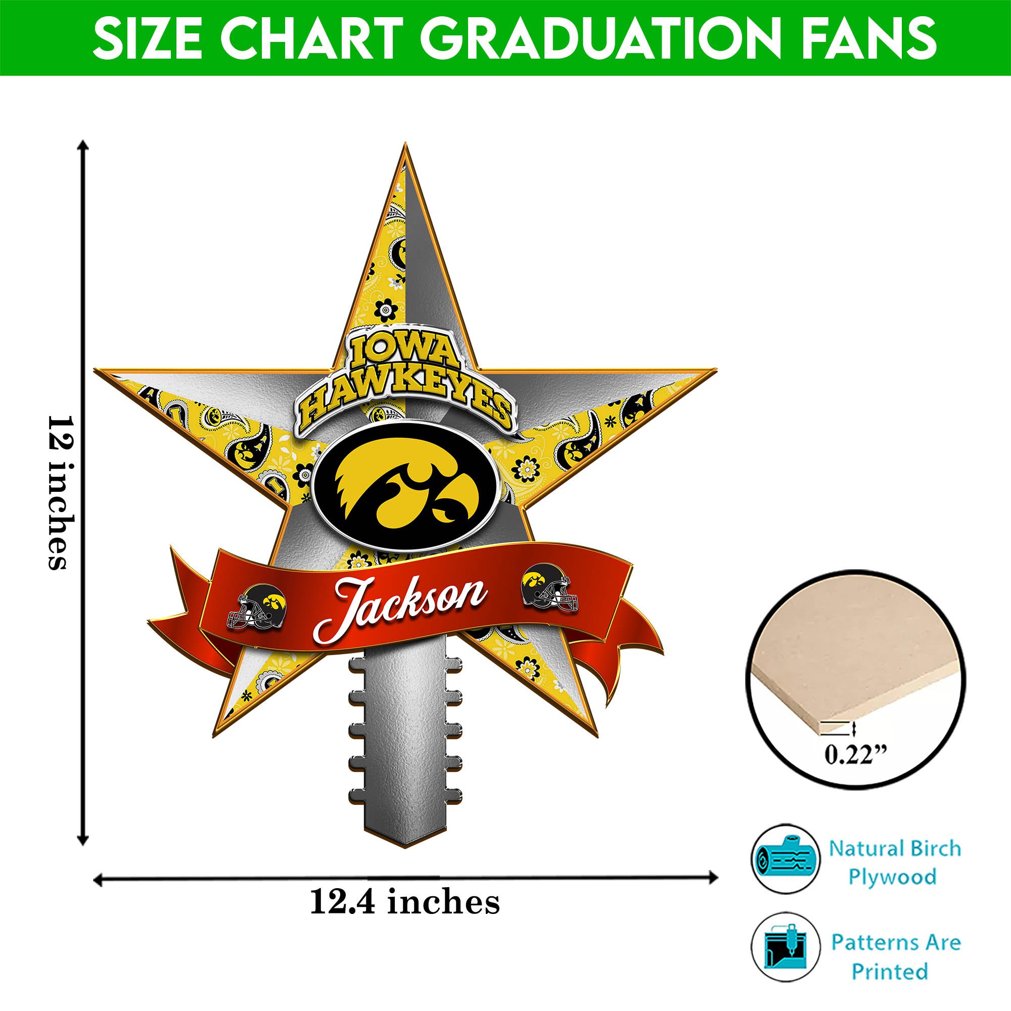Iowa Hawkeyes Tree Topper 2024 Version Personalized Your Name ...