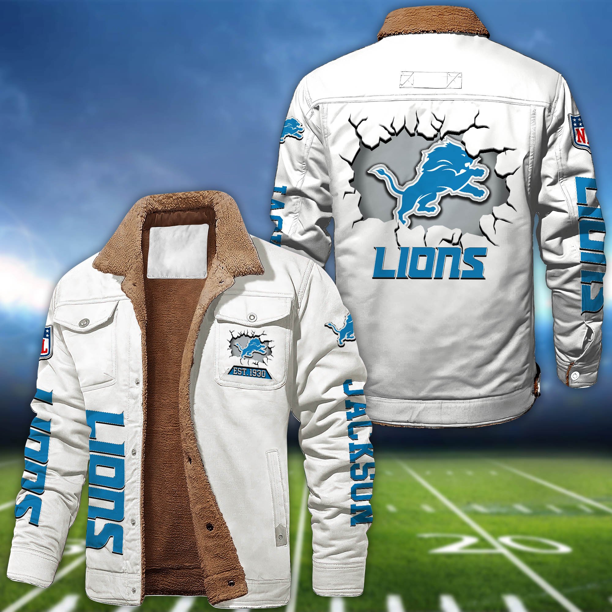 Detroit Lions Fleece Bomber Jacket 2024 Version Personalized Your Name ...