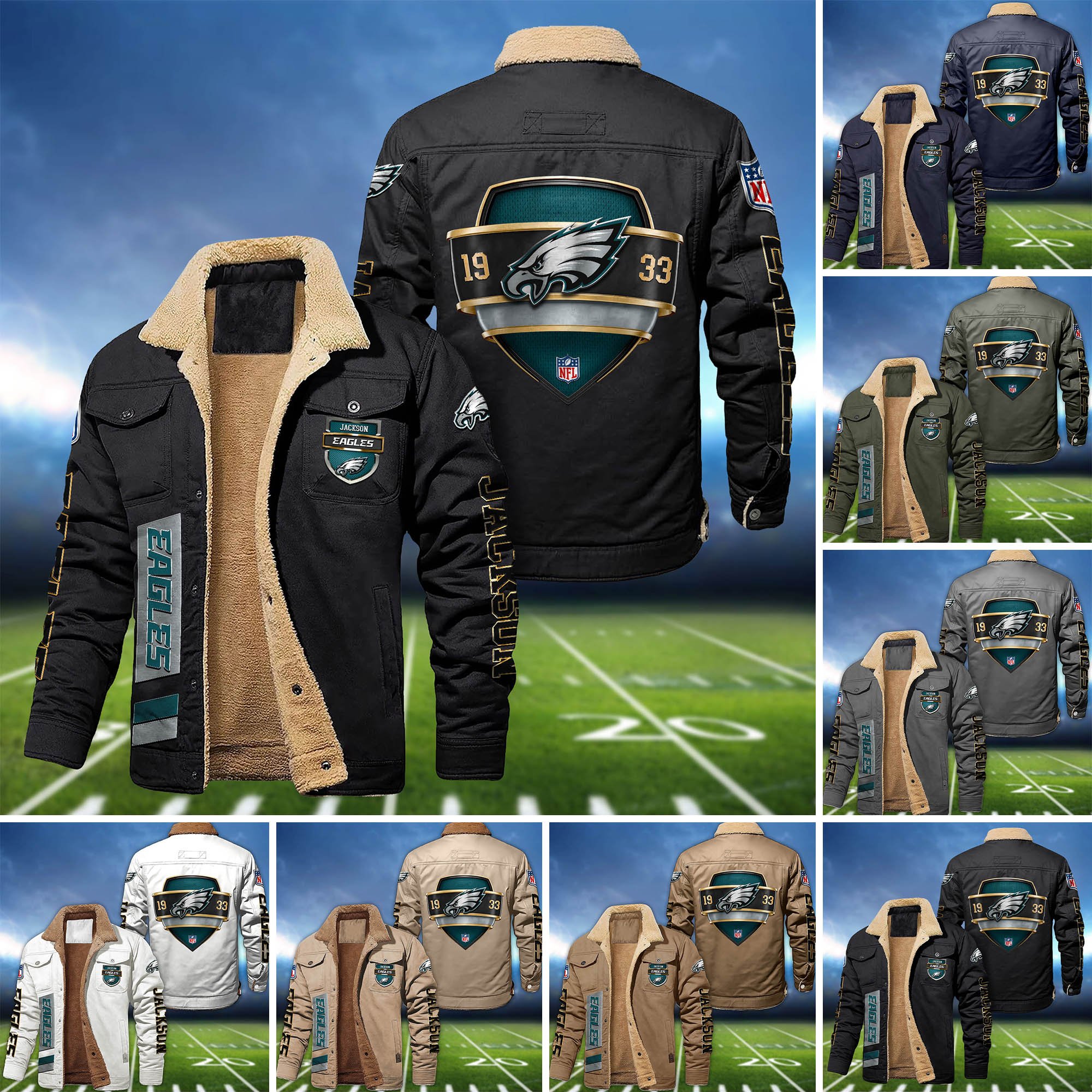 Philadelphia Eagles Fleece Bomber Jacket 2024 Version Personalized Your ...