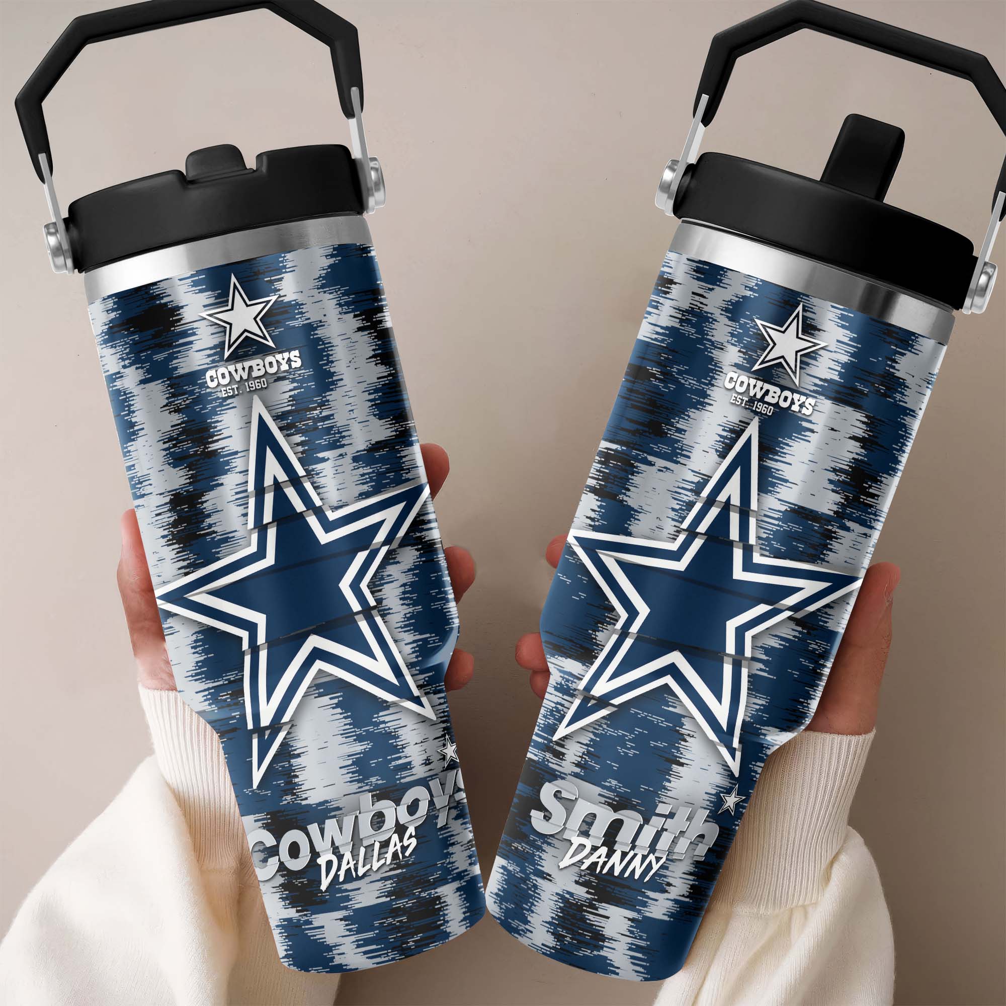 Dallas Cowboys Flip Straw 30oz Tumbler Custom Your Name, Sport Flip ...