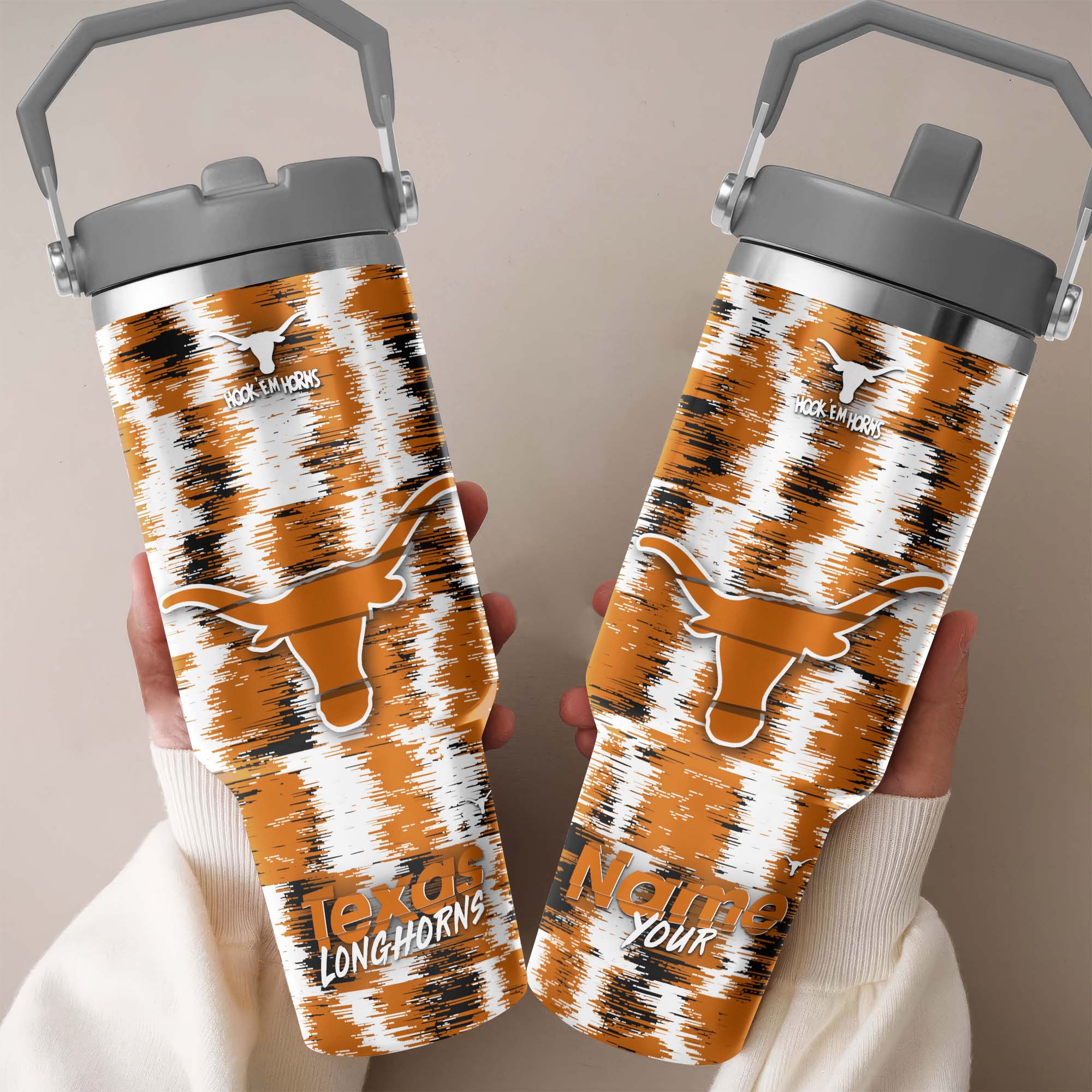 Texas Longhorns Flip Straw 30oz Tumbler Custom Your Name, Sport Flip ...