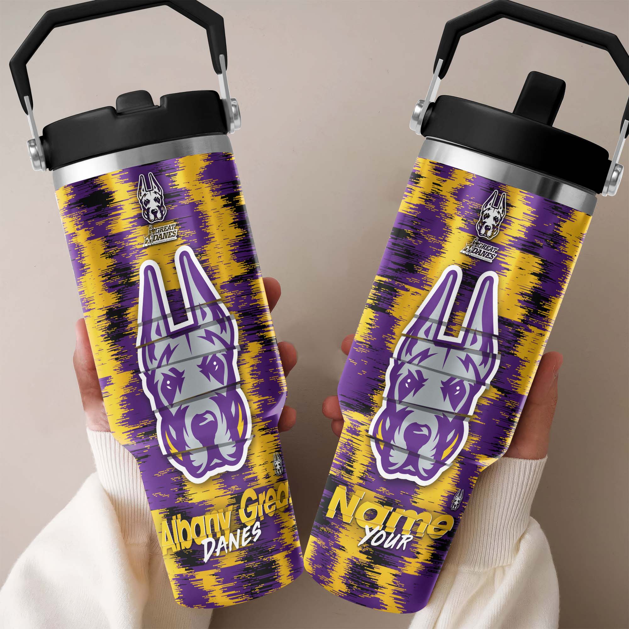 Albany Great Danes Flip Straw 30oz Tumbler Custom Your Name, Sport Flip ...