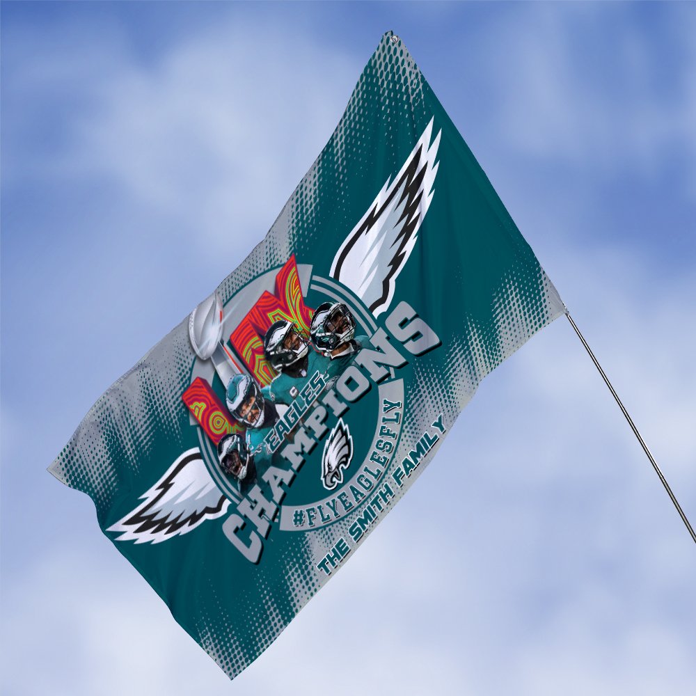 Philadelphia Eagles Champions Super Bowl 2025 3X5ft And 4X6ft Flag Personalized Your Family Name ...