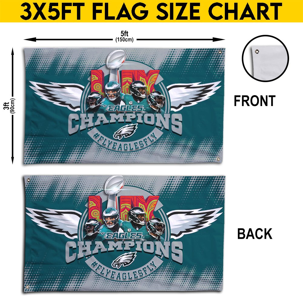 Philadelphia Eagles Champions Super Bowl 2025 3X5ft And 4X6ft Flag ...
