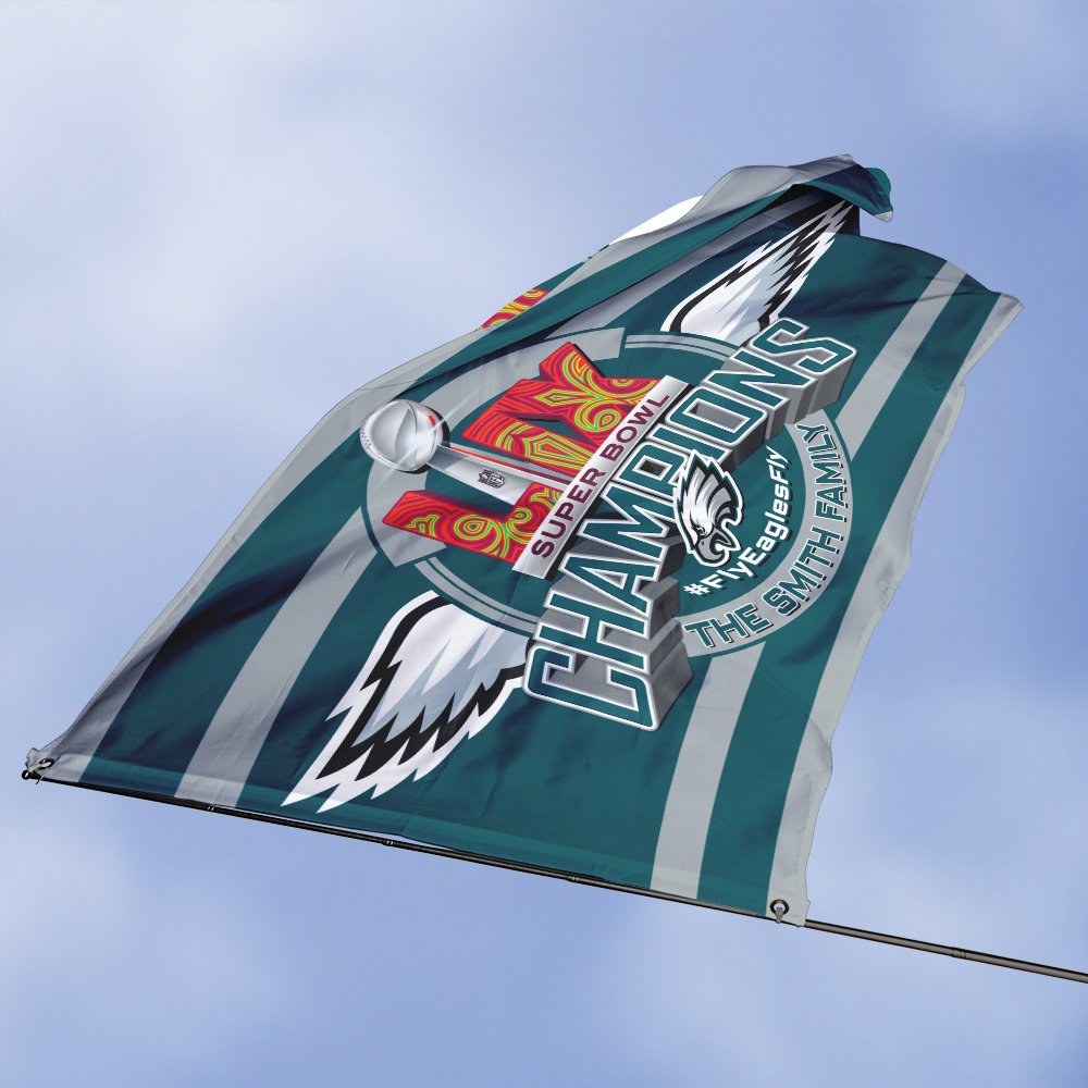 Philadelphia Eagles Champions Super Bowl 2025 Flag 3x5ft And 4x6ft Personalized Your Family Name ...