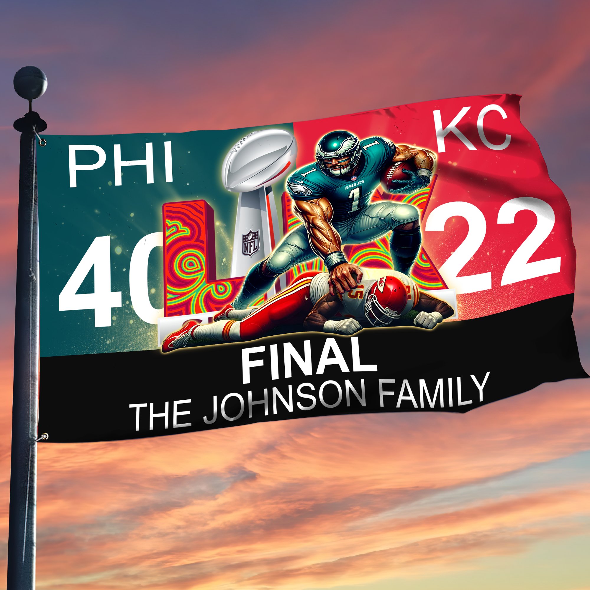 Philadelphia Eagles 40-22 Chiefs Champions Super Bowl LIX Flag 3x5ft ...