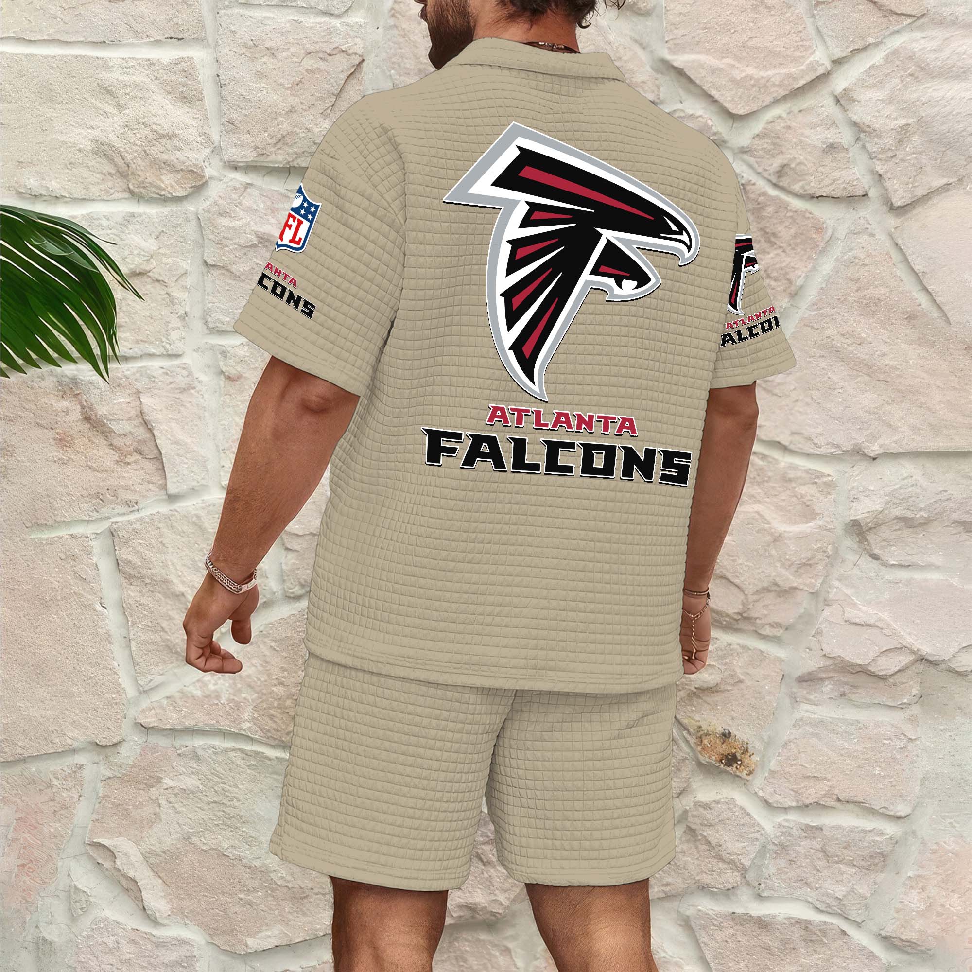 Atlanta Falcons Men’s Waffle Pattern Half Zipper Shirt And Short Custom ...
