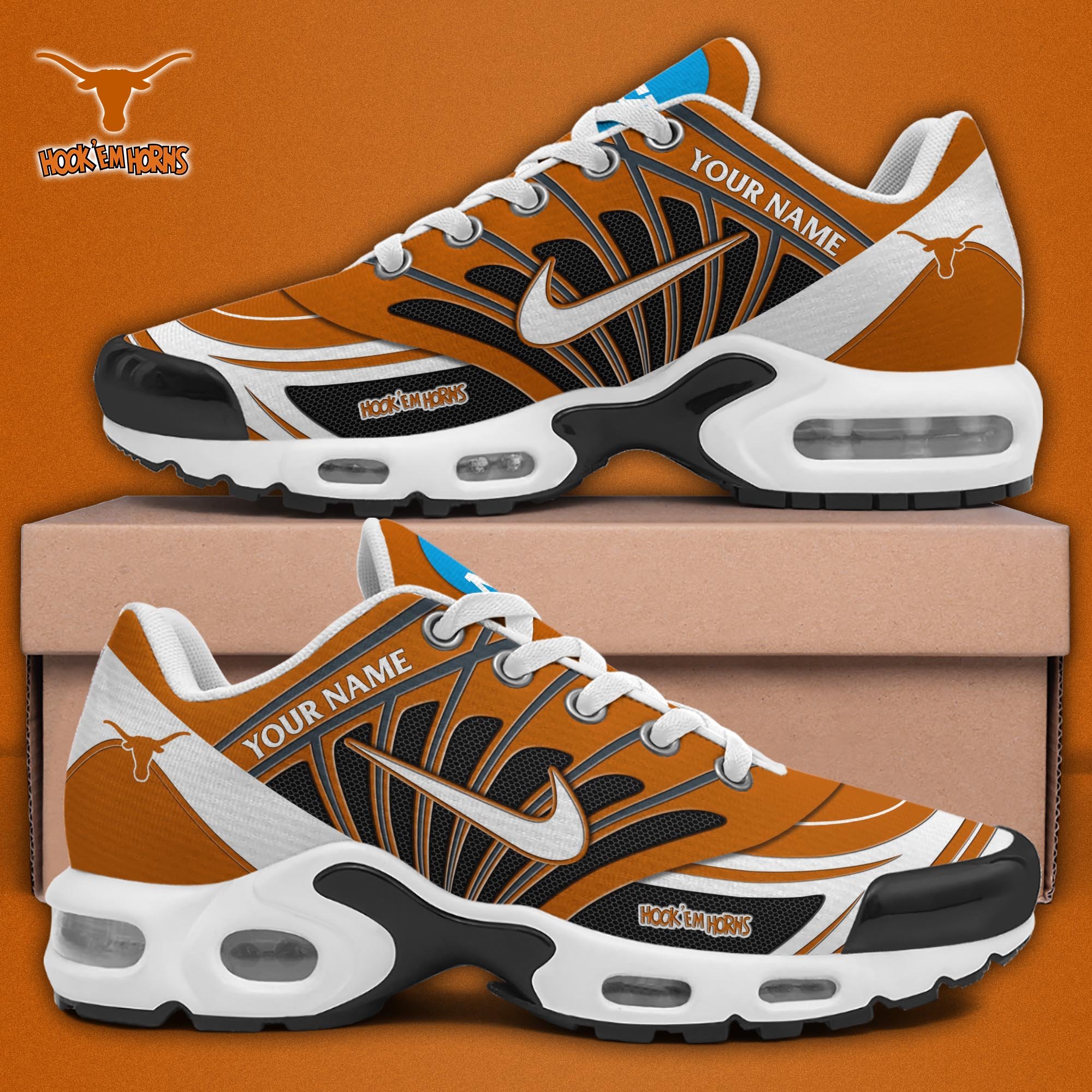 Texas Longhorns TN Shoes 2025 Version Custom Name, Sport Shoes For Fan ...