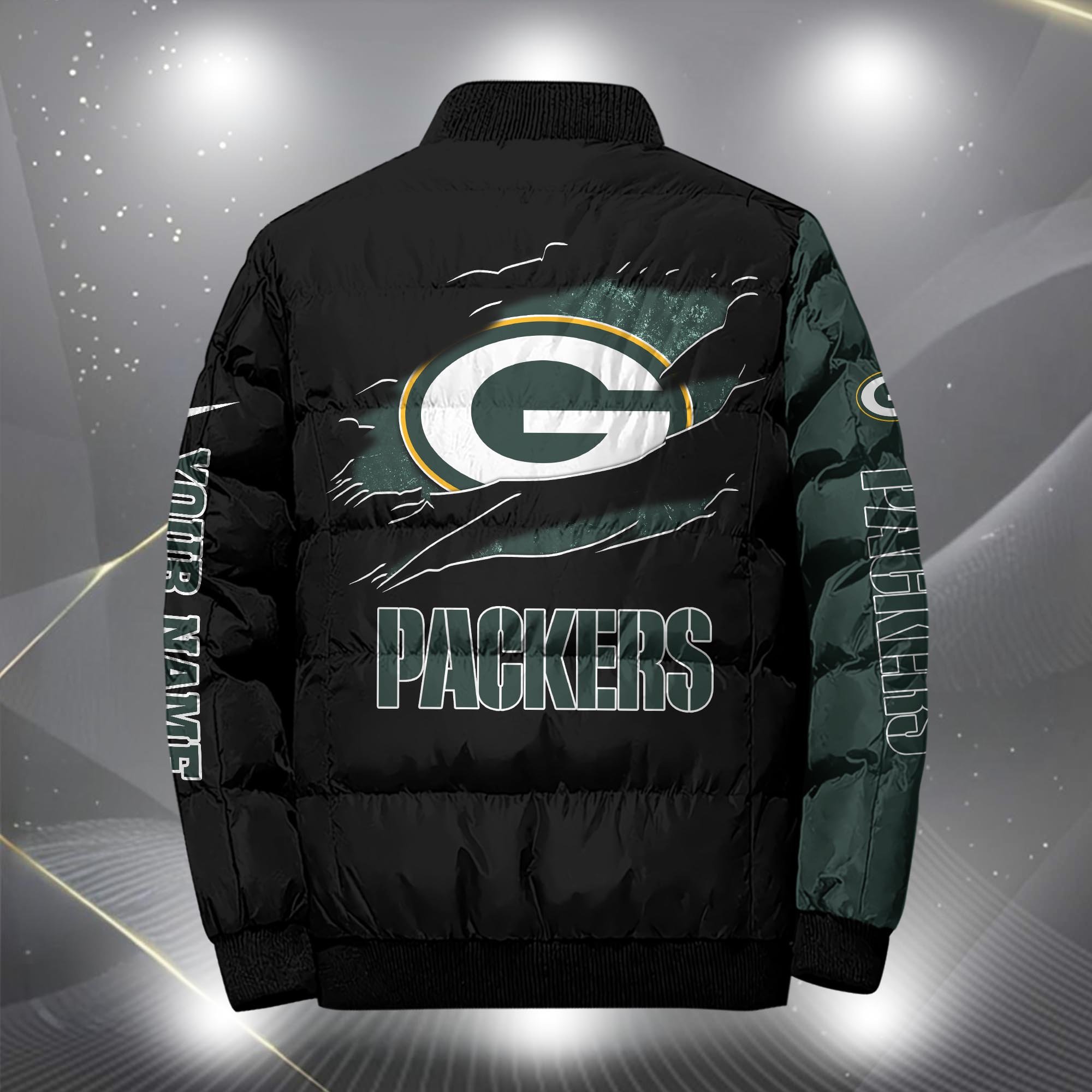 Green Bay Packers Puffer Jacket Custom Your Name, Sport Jacket ...