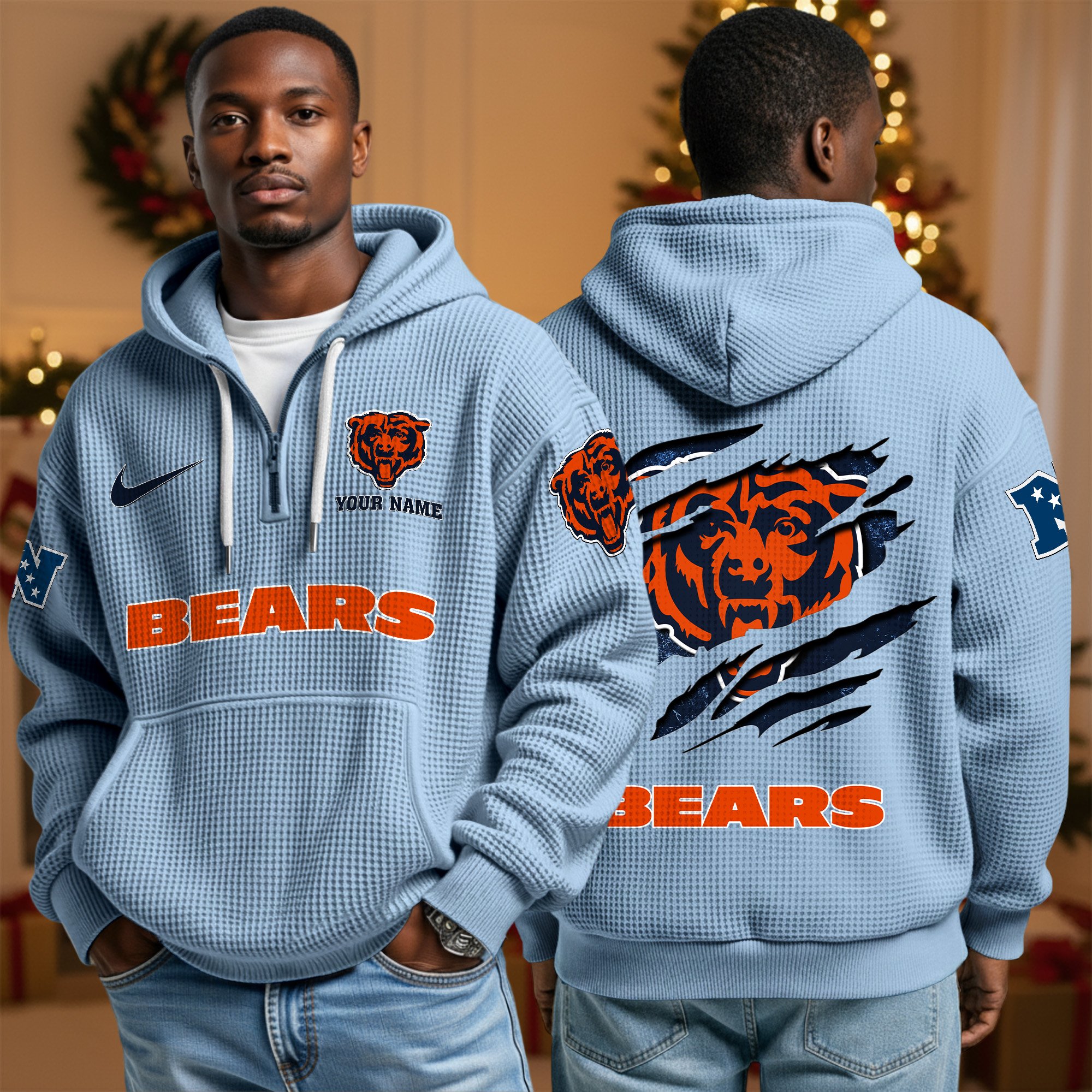 Chicago Bears Personalized Quarter Zip Hoodie Custom Your Name, Sport ...